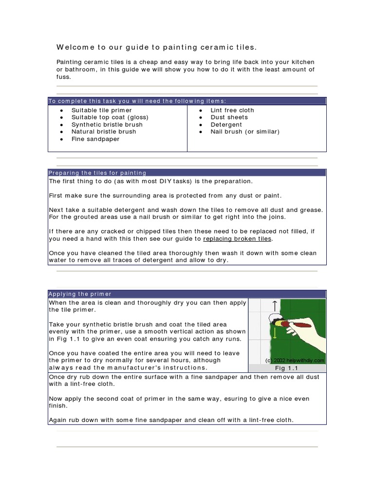 Painting Ceramic Tiles Pdf Pdf Paint Tile