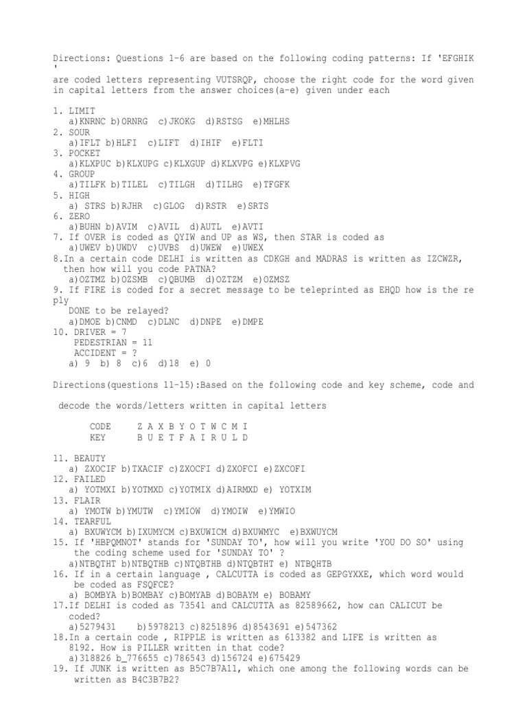 Coding and Decoding | PDF