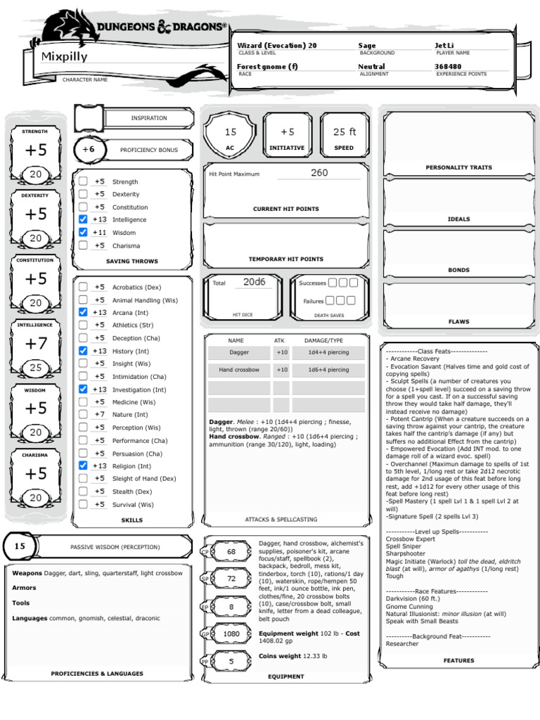 Wizard Evocation 20 - Forest Gnome | PDF | D20 System | Tsr (Company) Games