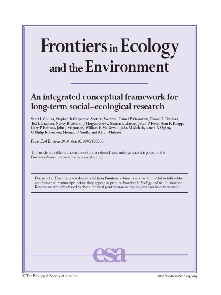Frontiers Ecology: in and The | PDF | Ecosystem Services | Ecology
