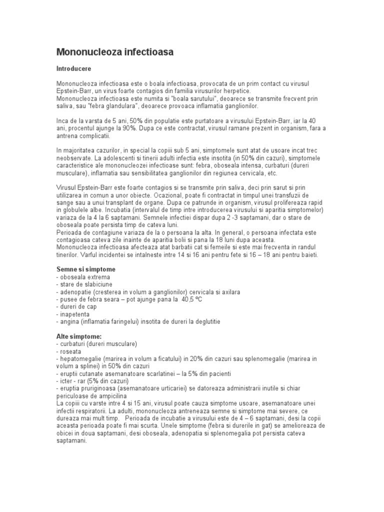 Mononucleoza Infectioasa | PDF