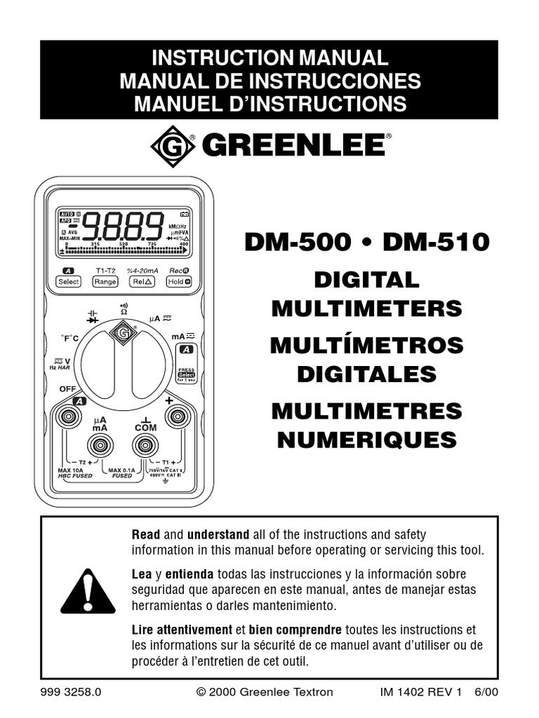 DM-500 - DM-510: Instruction Manual Manual de Instrucciones Manuel D ...