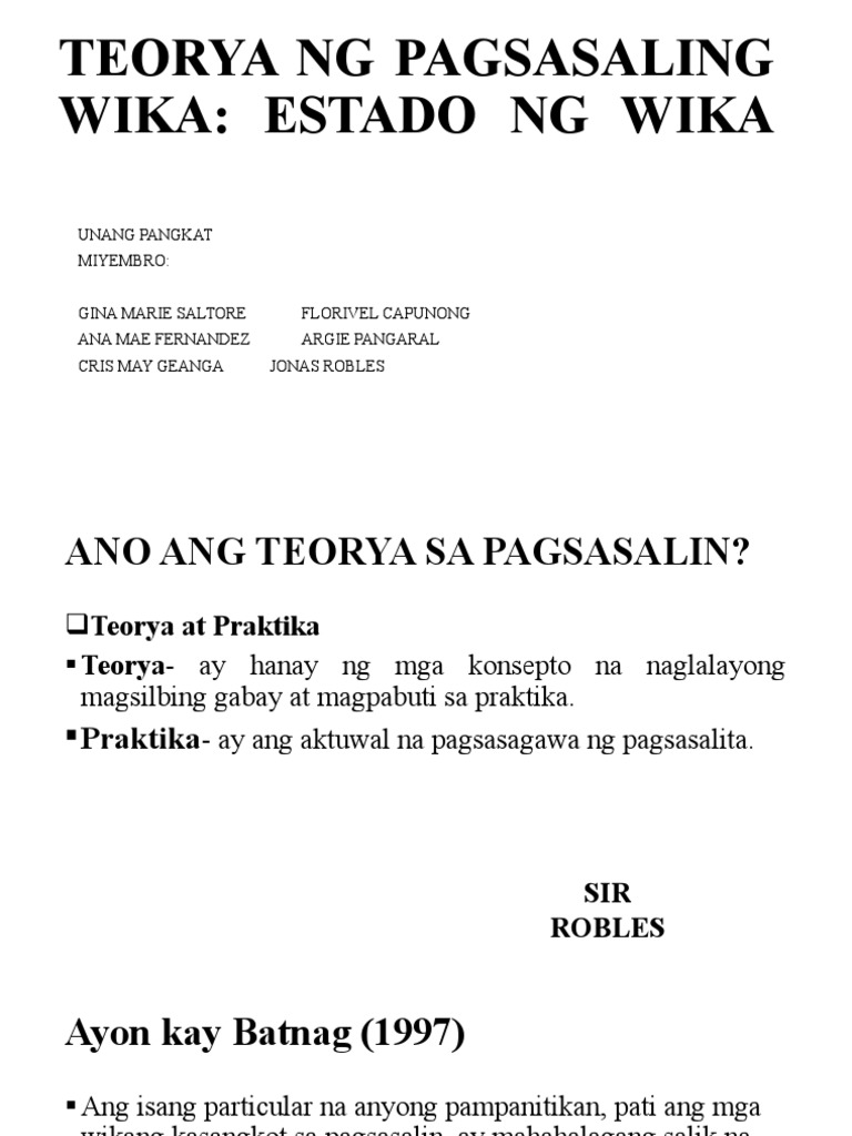 Teorya NG Pagsasaling Wika | PDF