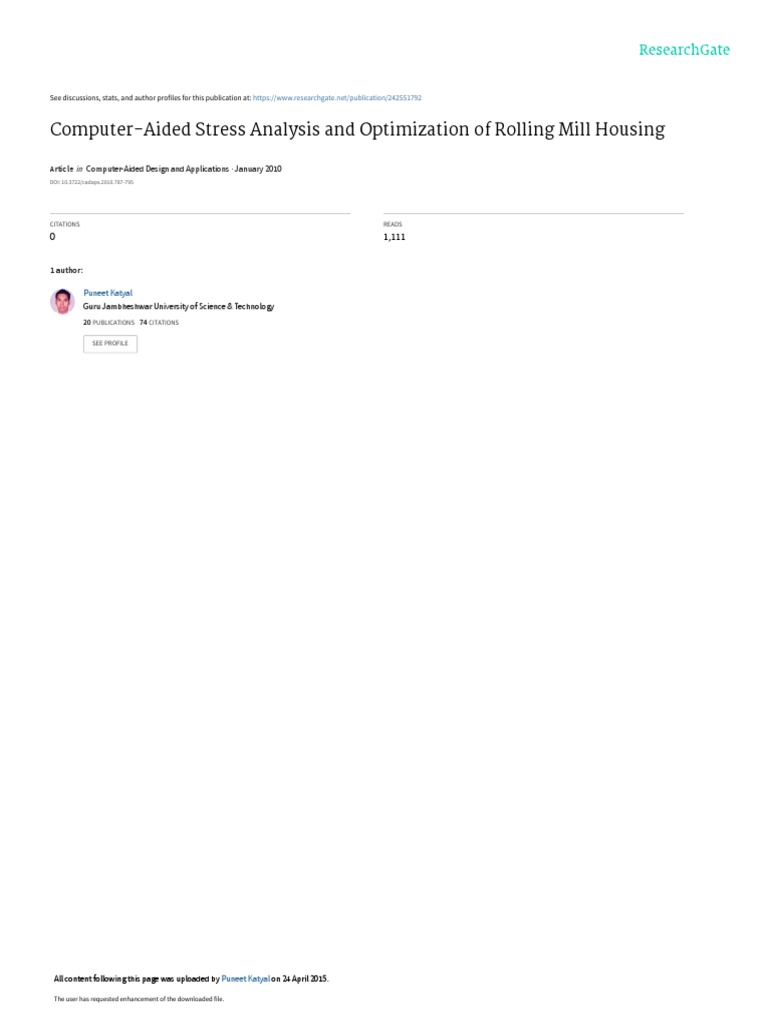 Computer-Aided Stress Analysis and Optimization of | PDF | Structural Analysis | Mathematical ...