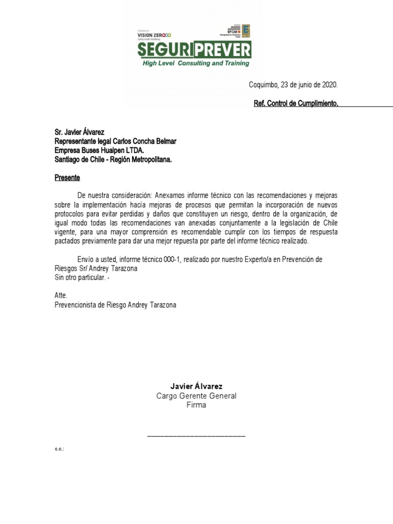 Carta Conductora Ejemplo | PDF