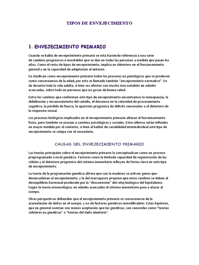 Tipos de Envejecimiento | PDF | Envejecimiento | Sistema inmune