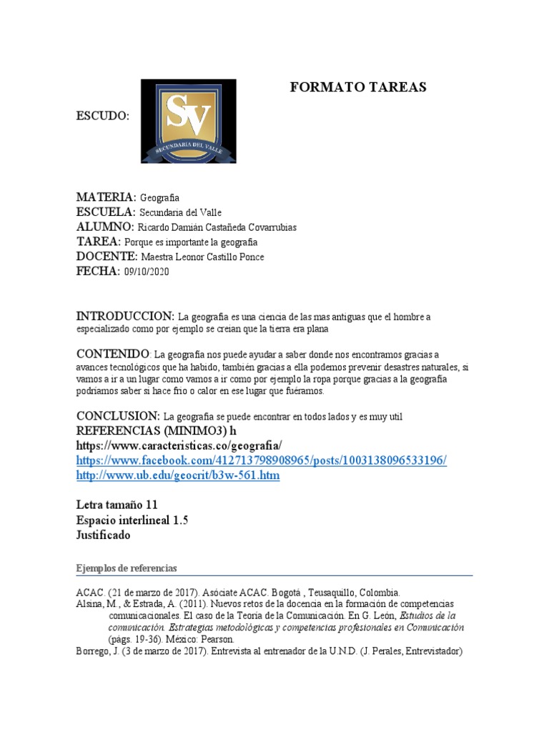 Formato Tareas | PDF