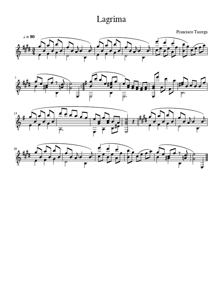 Guitar Sheet Music: Lagrima | PDF