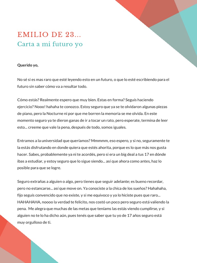 Carta A Mi Futuro Yo | PDF