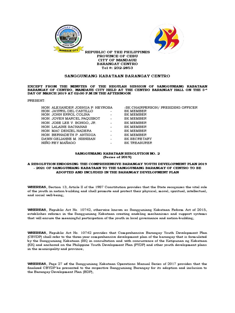 Sangguniang Kabataan Barangay Centro | PDF | Philippines | Justice