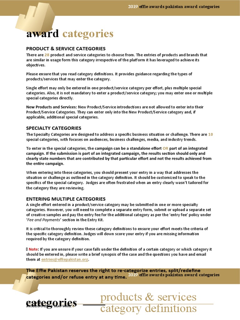 Awards Categories | PDF | Brand | Retail