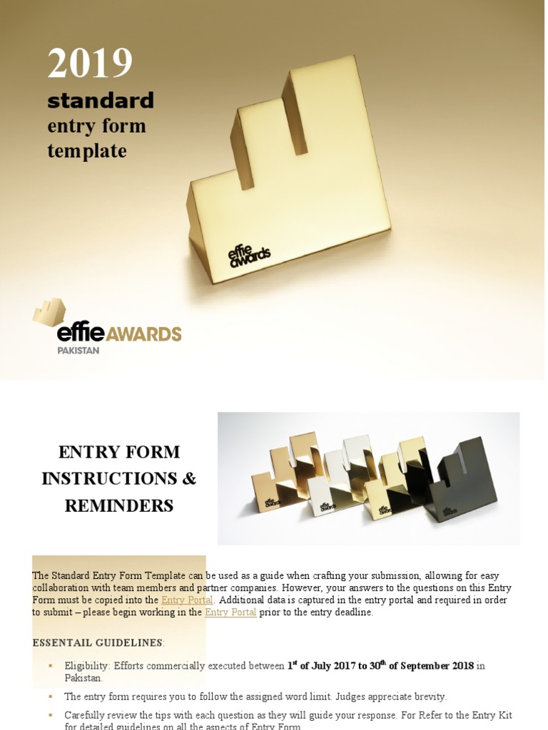 Standard Entry Form Template | PDF | Insight | Brand