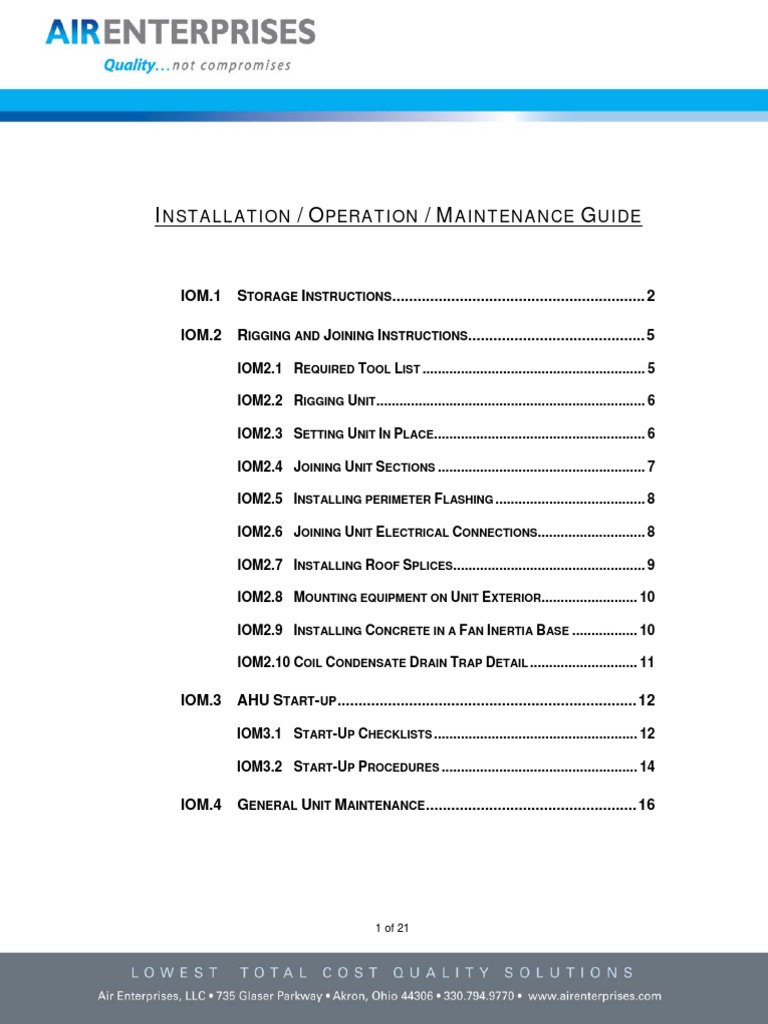 Installation Operation and Maintenance Guide | PDF | Bearing ...
