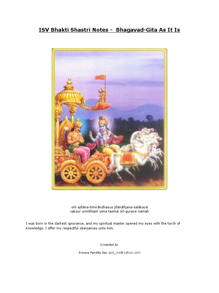ISV Bhakti Shastri Notes - Bhagavad-Gita As It Is | PDF | Bhagavad Gita ...