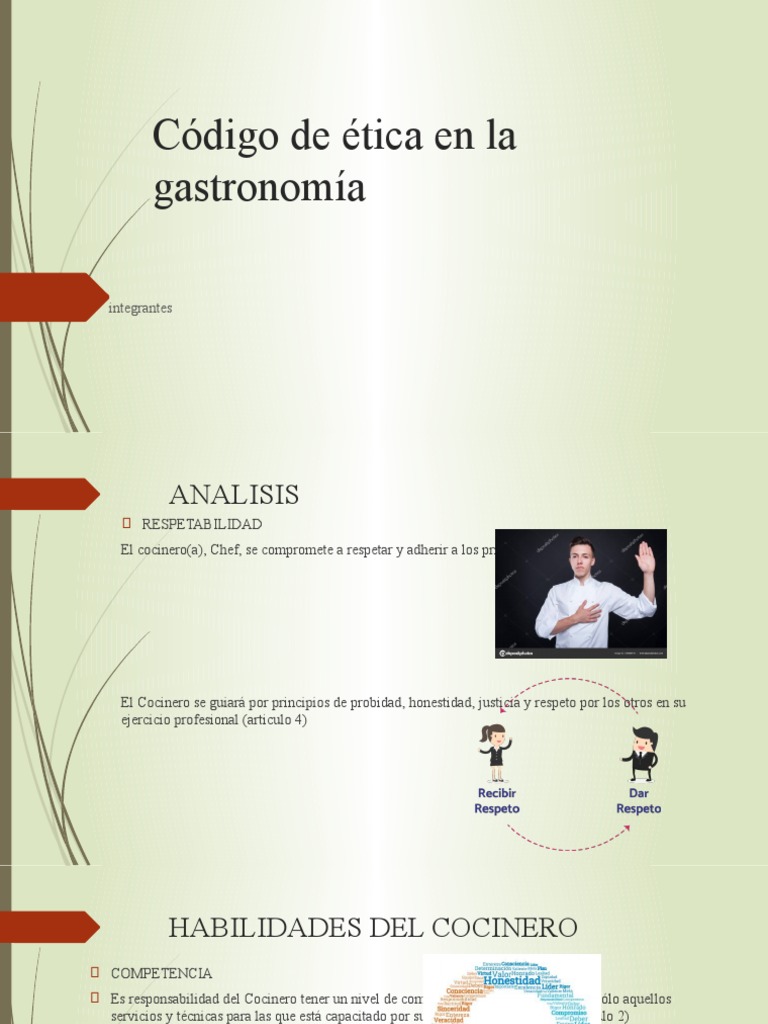 Código de Ética en La Gastronomía 1 | PDF | Cocina | Gastronomía