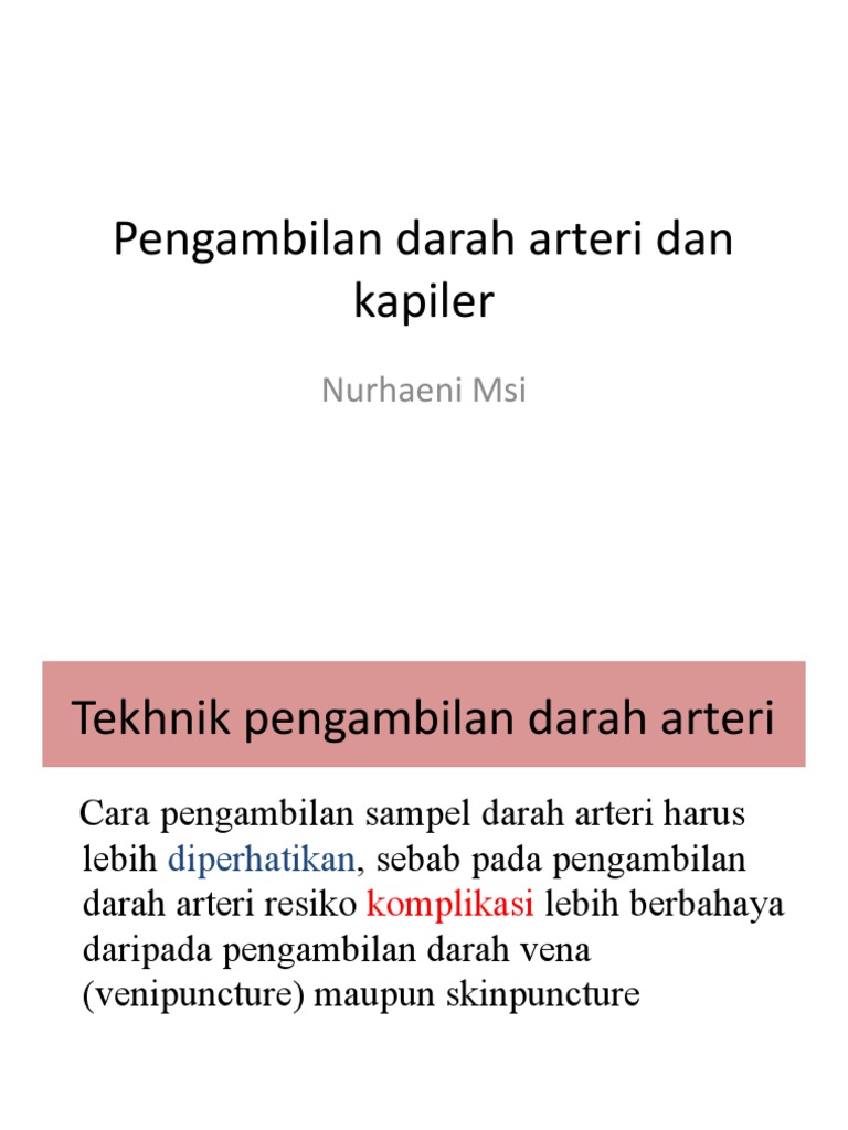 Pengambilan Darah Arteri Dan Kapiler | PDF
