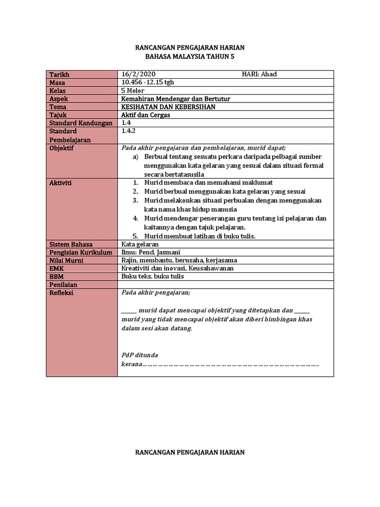 Unit 5 (Aktif Dan Cergas) | PDF