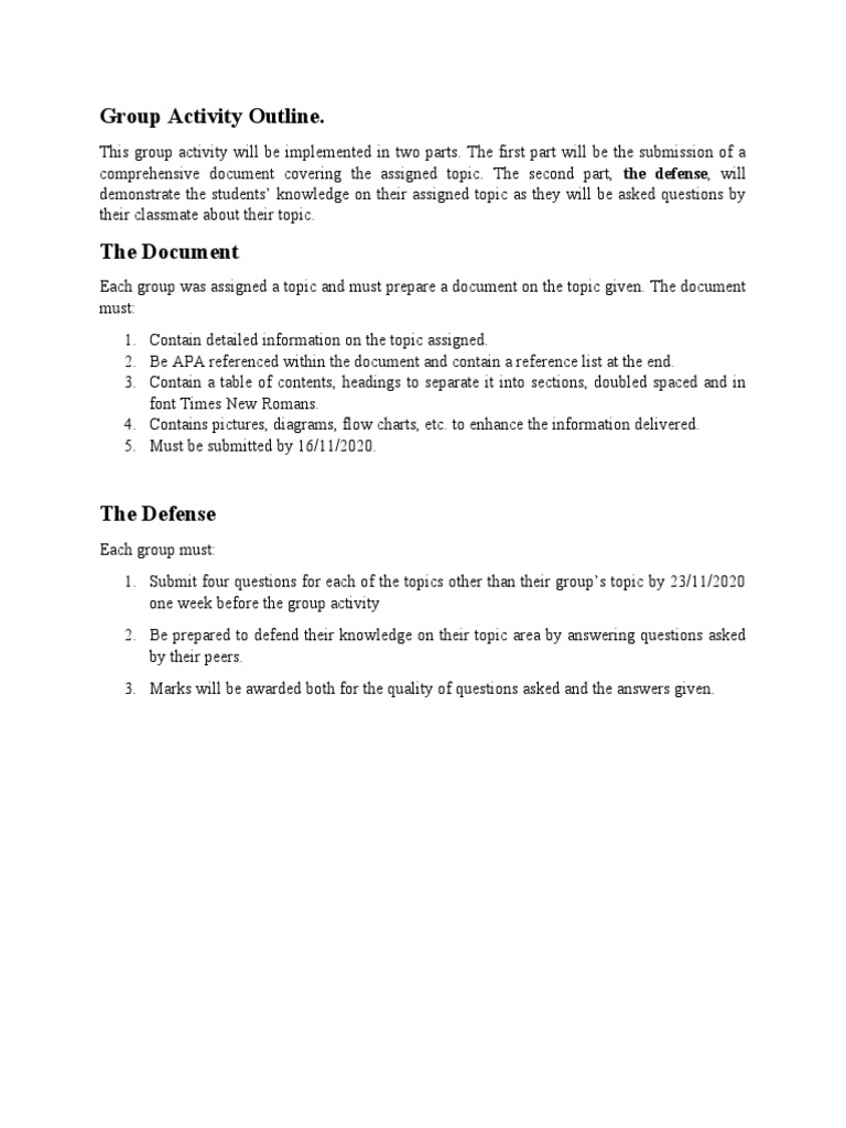 Group Activity Guidelines | PDF