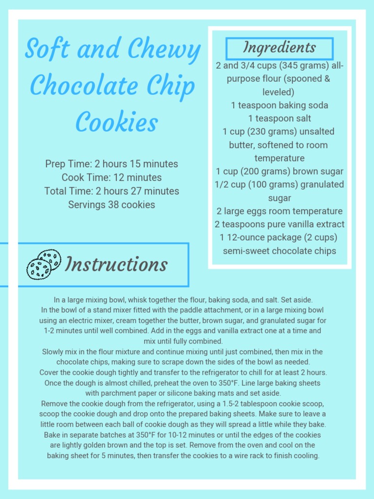Soft and Chewy Chocolate Chip Cookies | PDF | Baking | Butter