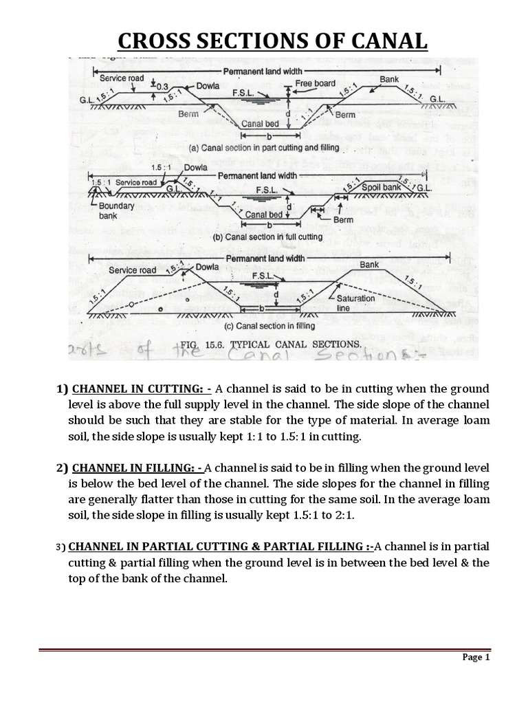 Canal Cross Sections Explained | PDF | Concrete | Soil Mechanics