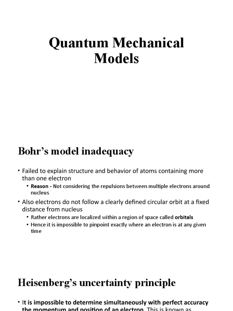 Quantum Mechanical Models and Electron Configurations | PDF | Electron ...