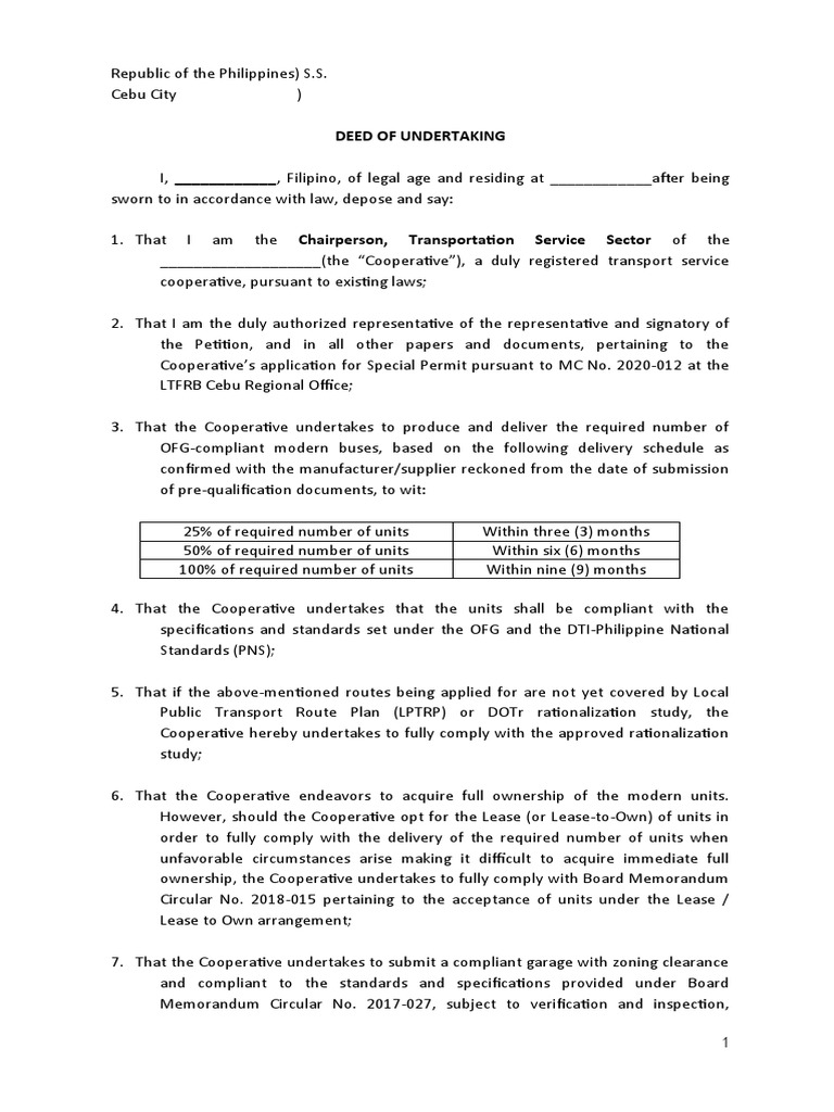 Deed of Undertaking | PDF | Social Institutions | Social Science