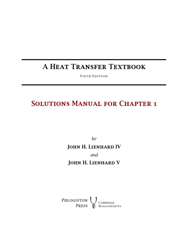 A Heat Transfer Textbook: Solutions Manual For Chapter 1 | PDF ...