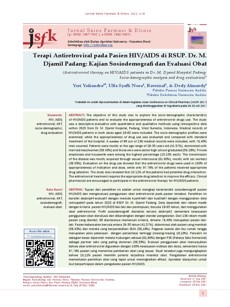 Terapi Antiretroviral Pada Pasien HIVAIDS Di RSUP | PDF | Management Of ...