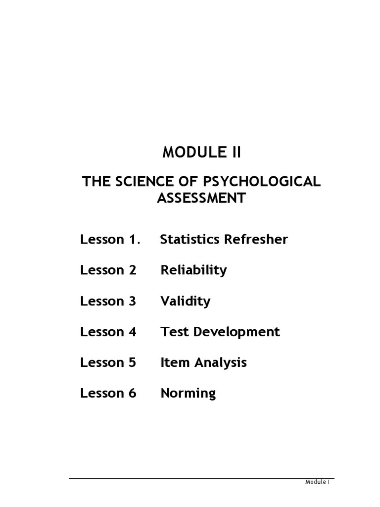 Psychological Assessment Module 2 | PDF | Validity (Statistics) | Test ...