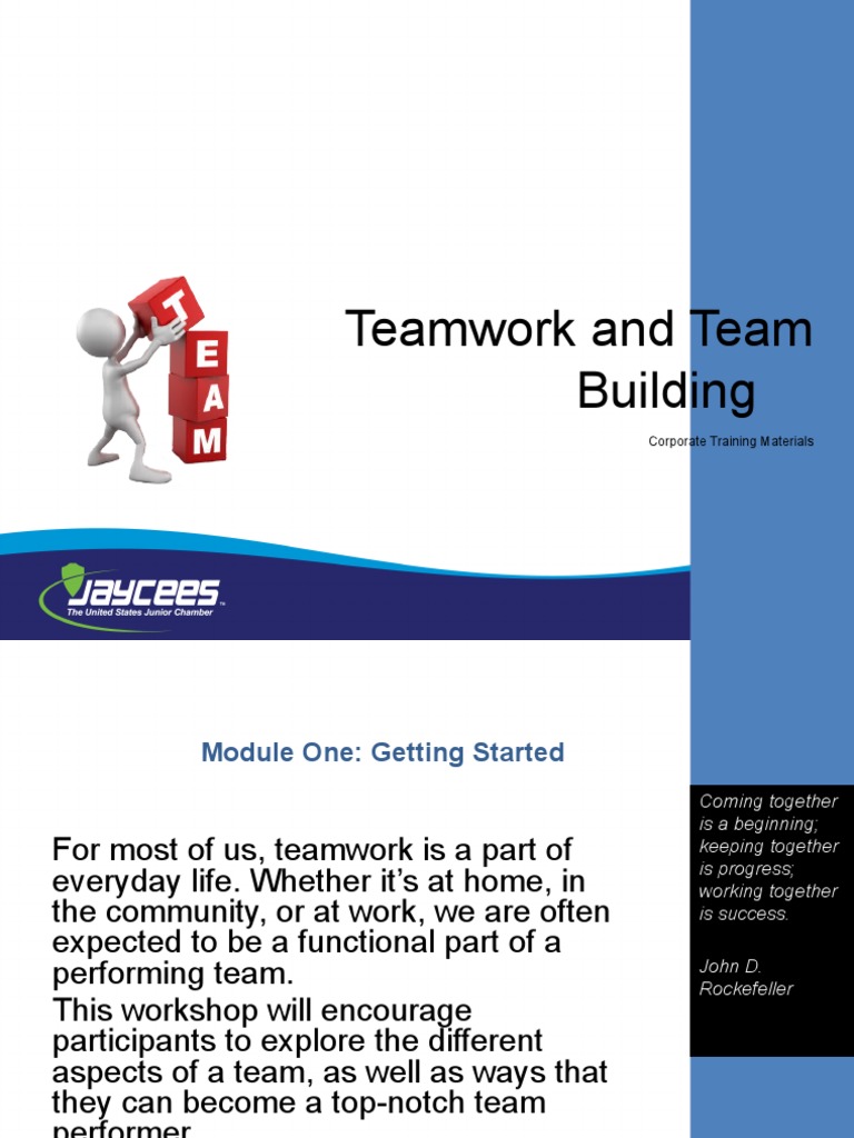 Teamwork and Team Building: Corporate Training Materials | PDF | Team ...
