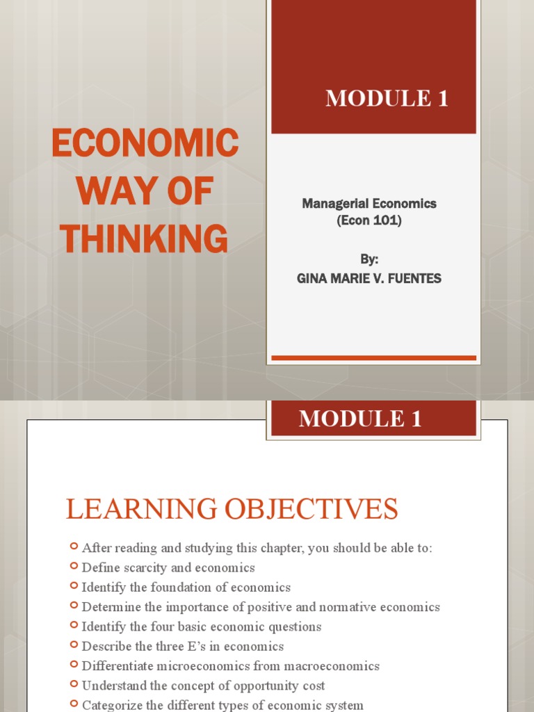 ECONOMIC WAY OF THINKING - Module 1 | PDF | Value (Economics ...