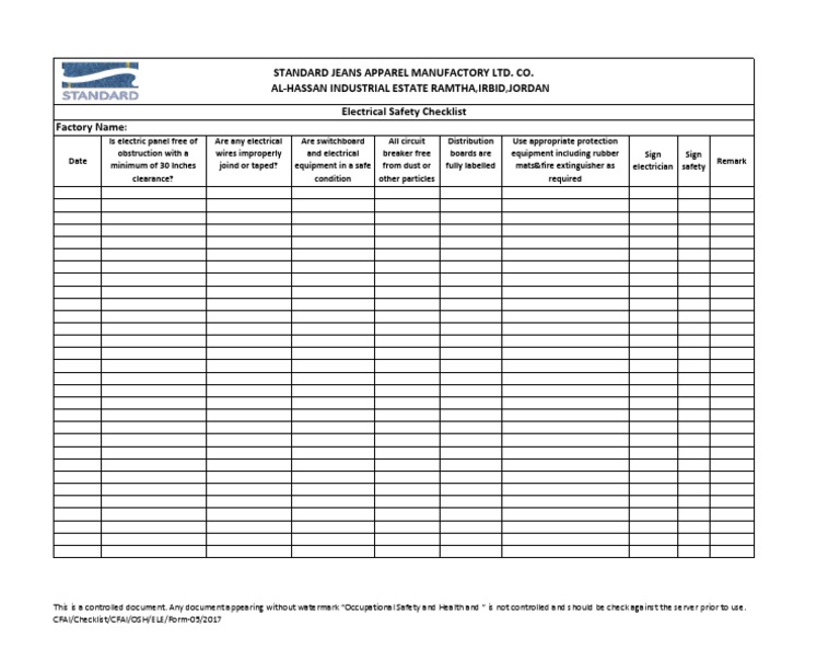 Electrical Safety Checklist Guide | PDF
