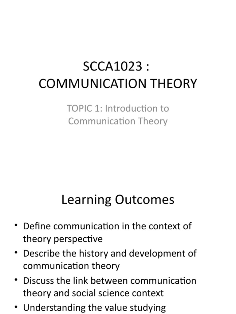 Topic 1 Introduction | PDF | Theory | Communication