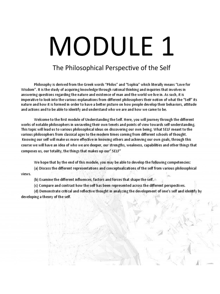 The Philosophical Perspective of The Self | PDF | Philosophy Of Self | Mind