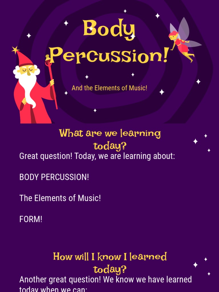Grade 3 Body Percussion and Elements Intro | PDF | Language Arts ...