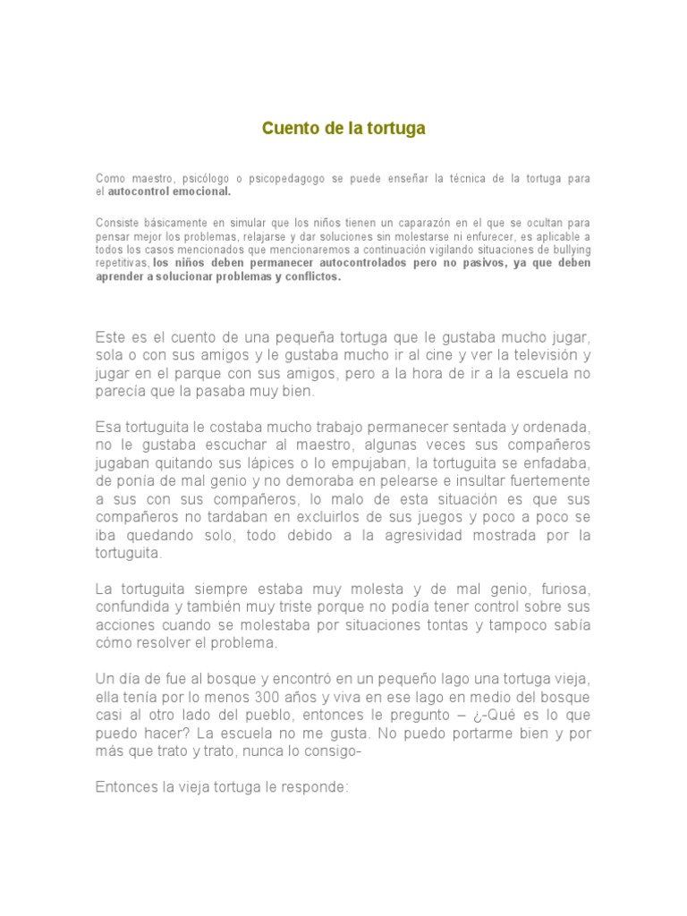 Cuento de La Tortuga | PDF