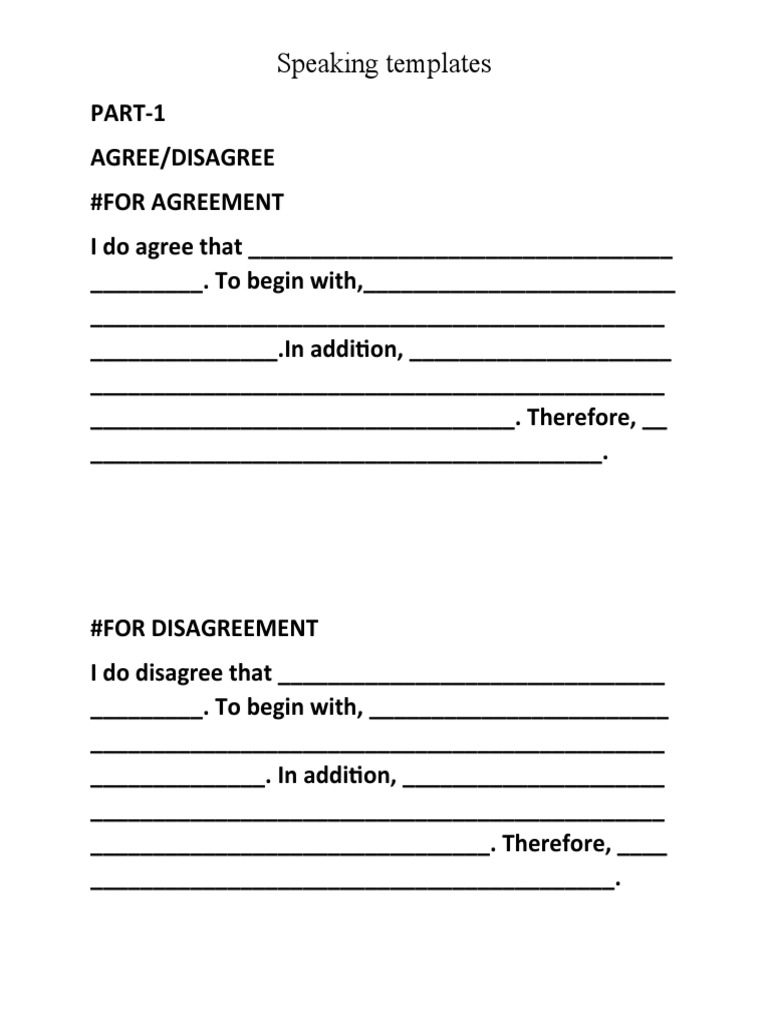 Speaking Templates | PDF
