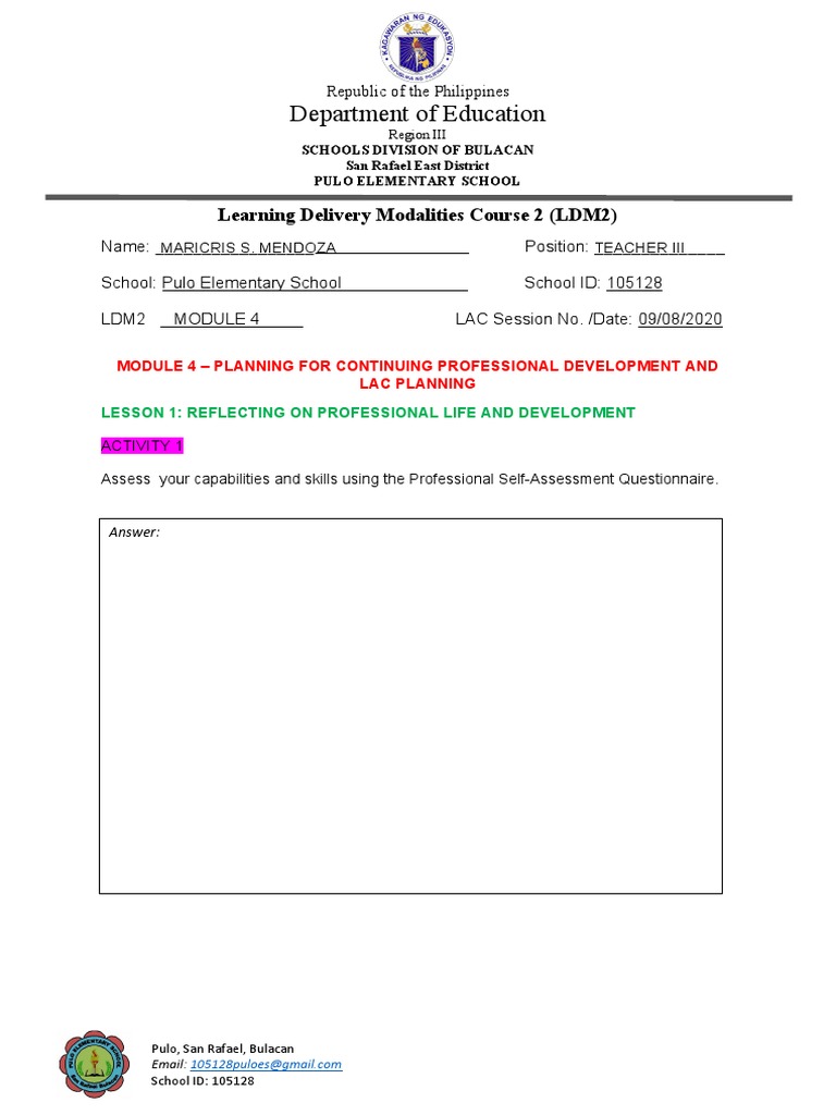 Department of Education: Learning Delivery Modalities Course 2 (LDM2 ...