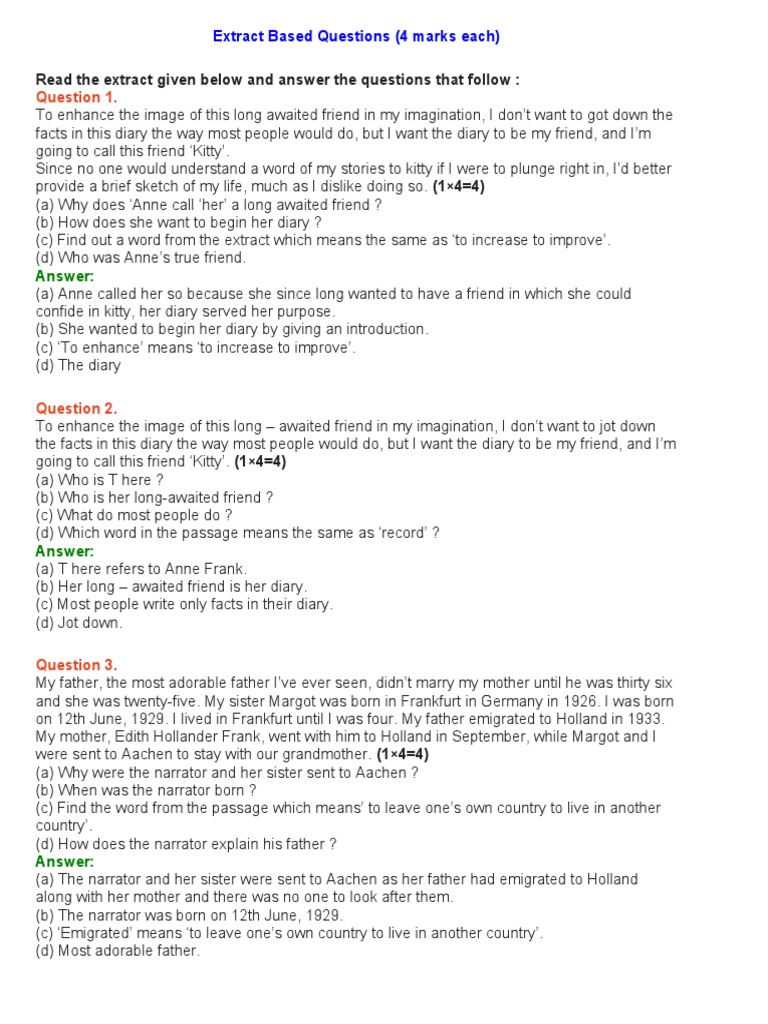 Read The Extract Given Below and Answer The Questions That Follow | PDF ...