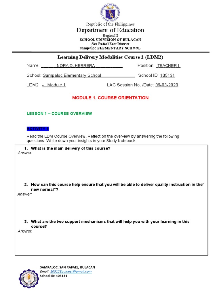 LDM2 Course Orientation for Teachers | PDF | Learning | Teachers