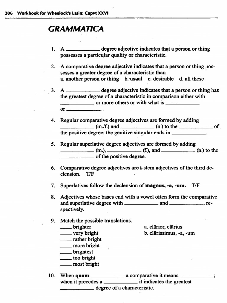 Workbook Answers for Wheelock's Latin XXVI | PDF