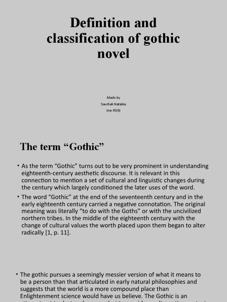 Definition and Classification of Gothic Novel | Download Free PDF ...