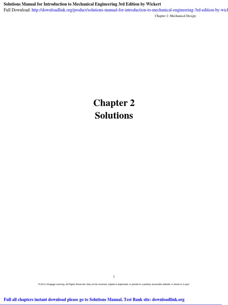 Solutions Manual For Introduction To Mechanical Engineering 3rd Edition ...