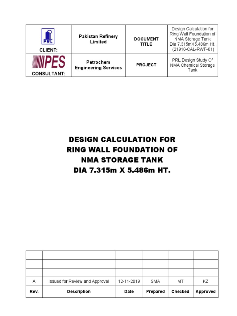 21910-CAL-RWF-01 Ring Wall Foundation Calculation | PDF | Pressure | Force