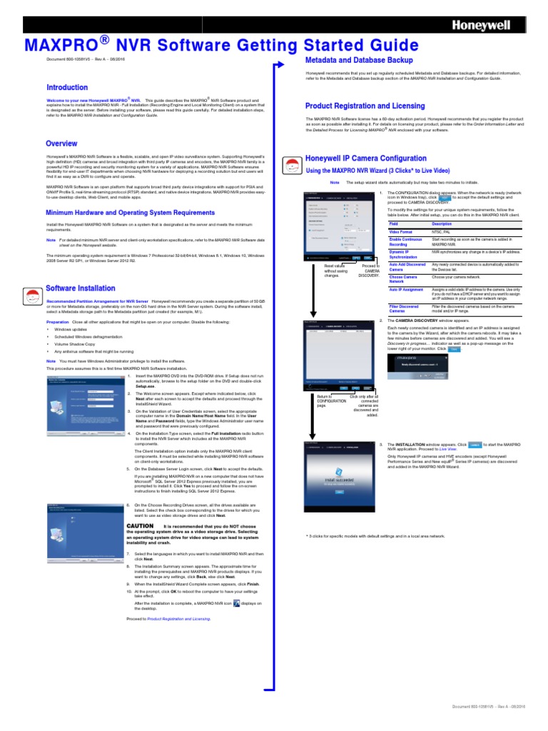 Getting Started Guide - MAXPRO NVR Software | PDF | Microsoft Windows | Operating System