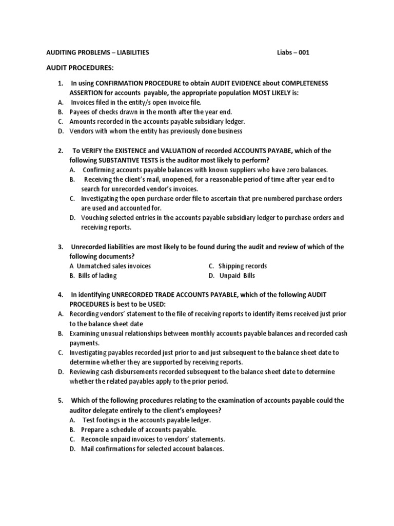 Audit Procedures | Download Free PDF | Accounts Payable | Audit