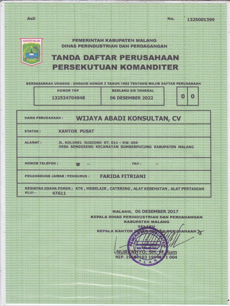 Tanda Daftar Perusahaan PDF | PDF