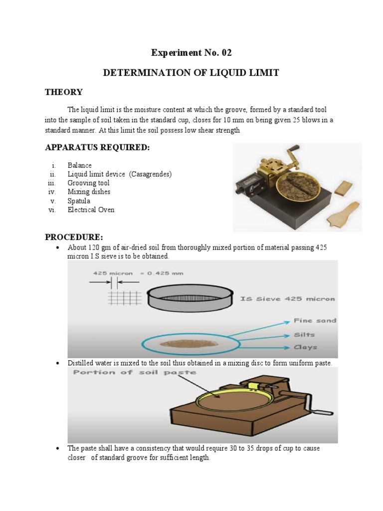 2.determination of Liquid Limit of A Soil Sample | PDF | Home & Garden ...