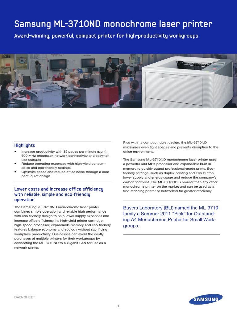 Samsung ML-3710ND Monochrome Laser Printer: Award-Winning, Powerful ...