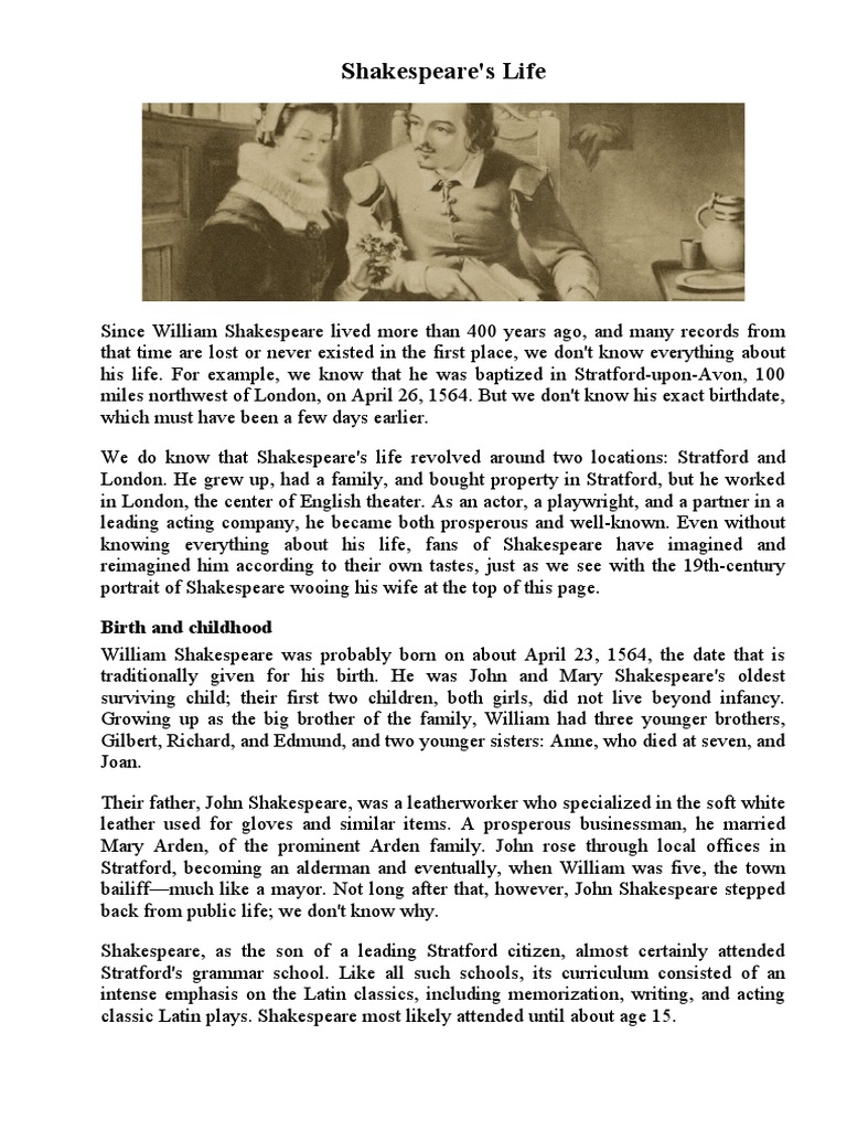 Shakespeare's Life: Birth and Childhood | PDF | William Shakespeare